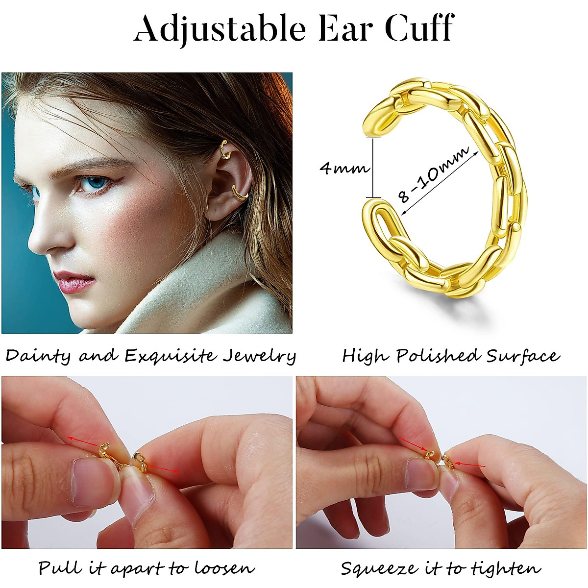 HAIAISO 18 Pcs Gold Ear Cuffs for Women Non Piercing Adjustable Ear Cuff Earrings Clip On Cartilage Helix Wrap Ear Jewelry Set…