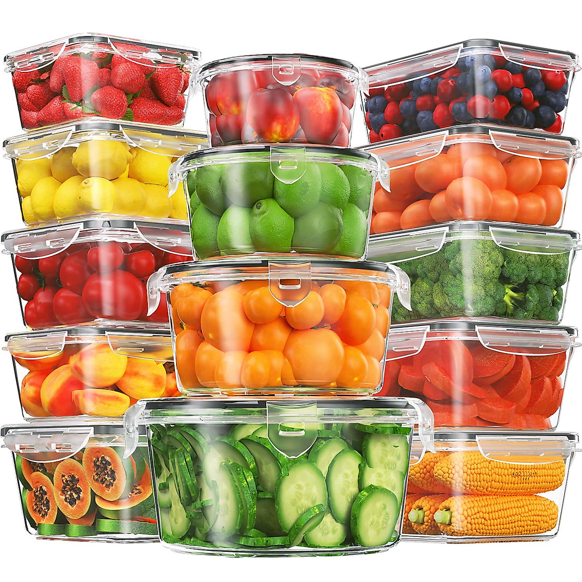 28 Pieces Food Storage Containers with Lids EXTRA LARGE Freezer Containers for Food BPA-Free Meat Fruit Vegetables Plastic Containers for Food with lids Storage Airtight Leak-Proof Food Containers Kitchen Pantry