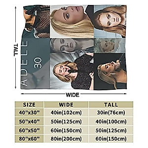 Adele Blanket Adele 30 Music Album Cover Collage Blanket Plush Super Soft All-Season Blanket Throw Blanket for Bedroom Bed Living Room Sofa Couch Singer Fans Gifts 50x40 in