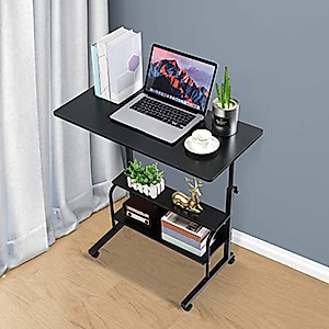 Computer Desk Home Office Desks, Standing Adjustable Laptop Desk for Small Spaces, Portable Work Writing Study Table, Modern Pc Gaming Desk with Storage Bedroom, Desktop Size 31.5x15.7 inch Black