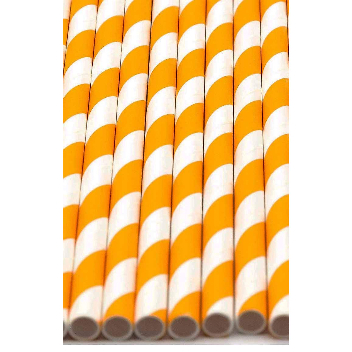 Pack of 150 Orange Swirls Biodegradable 4-Ply Paper Drinking Straws (Compostable, Non-toxic, BPA-free)