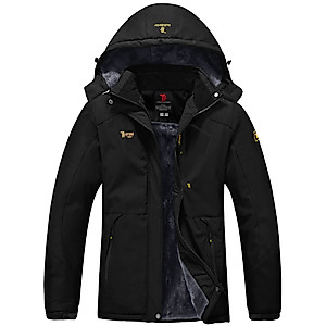 Rdruko Women's Waterproof Snowboard Jacket Windproof Warm Insulated Winter Ski Jacket Hooded(Black, US XL)