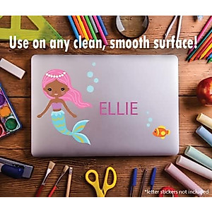 Mermaid Wall Decals Girls Bedroom and Bathroom Decor, 50 Peel and Stick Multicultural Mermaid Stickers for Girls, Includes 4 Sheets 11x11 inches Each Fun Reusable Decals