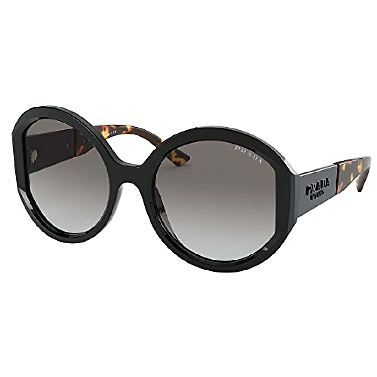 Prada PR 22XS 1AB0A7 Black Plastic Round Sunglasses Grey Gradient Lens