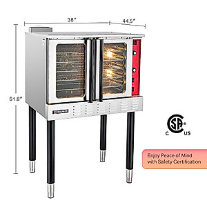 WILPREP Natural Gas Convection Oven, Single Deck Commercial Gas Convection Oven with 54000 BTU, 7 cu ft Capacity, 38" Full Size Conventional Oven for Commercial Restaurant Kitchen, NG, 120V