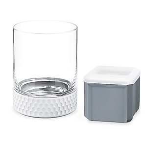 Final Touch Hole-In-One Whiskey/Cocktail Golf Tumbler Sports Glasses with Square Ice Mould - 12oz (350ml) (FTA6655)