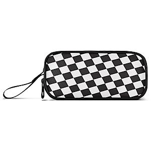 Wfrish Large Pencil Case,Black White Checkered Big Capacity Pencil Pouch 3 Compartments,Zipper Pencil Box, Back to School Supplies for Teen Girls Boy Student College Adults,Travel Essentials