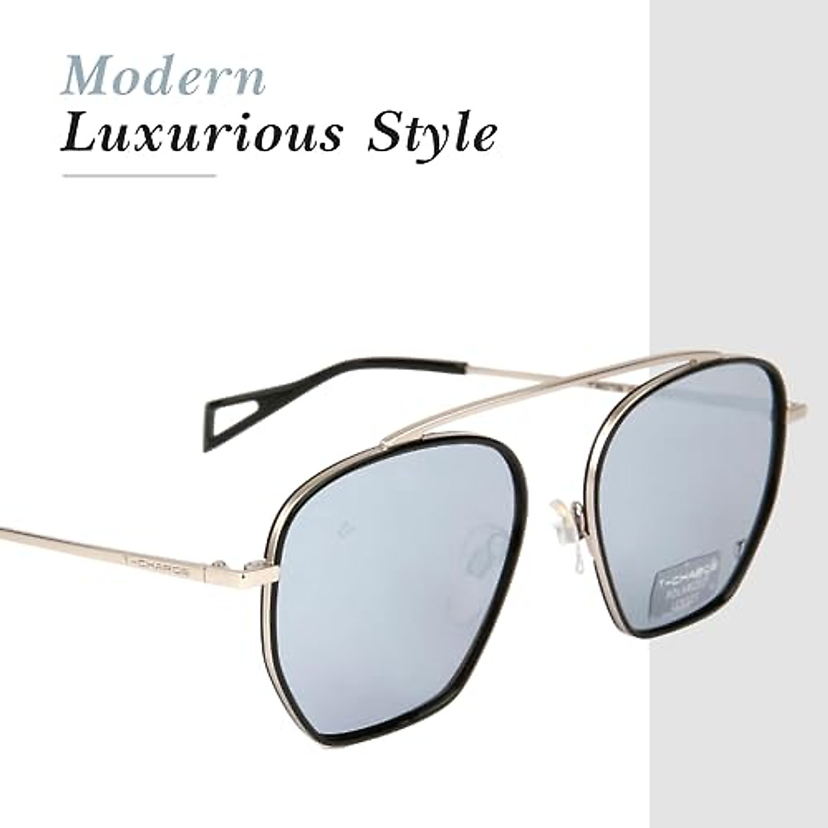 T-Charge – Geometric Polarized Sunglasses – Dark Glasses for Men, Nylon Lenses, Lightweight, Versatile Use, Lens for Sun Protection, Elegant & Sophisticated, Modern Design