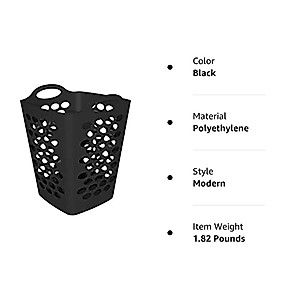 Starplast Tall Flex Laundry Basket (16.6"L x 16.2"W x 19.8"H, Black)