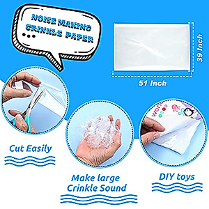 Zonon Noise Making Crinkle Paper Crinkle Material Noise Maker Plastic Film for Baby Dog Cat Toys Pet Supplies (51 x 39 Inch)