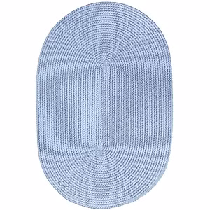 Super Area Rugs Maui Solid Braided Rug Indoor/Outdoor Washable Reversible Carpet, Hydrangea Blue, 2' X 3' Oval