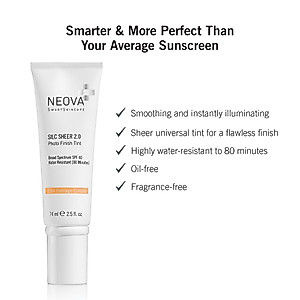 NEOVA SmartSkincare Silc Sheer 2.0 Tinted Sunscreen 2.5 fl oz | Broad Spectrum SPF 40 | Up To 80 min. Water Resistance | Oil & Fragrance Free | For All Skin Types