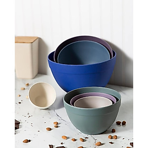 Bamboozle Nesting Bowls Set for Mixing and Serving, Dishwasher Safe, 7-Piece, Thistle