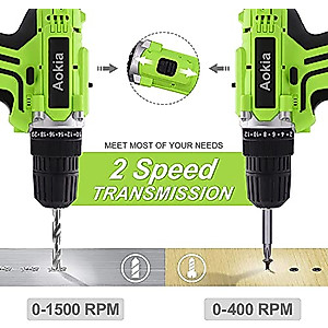 Aokia Cordless Weed Wacker Set: 12V Electric Driver Tool Kit String Trimmer 3/8-Inch Keyless Chuck 1500rpm Variable Speed Cutting Wall Wood Metal 43pcs Wacker Bit