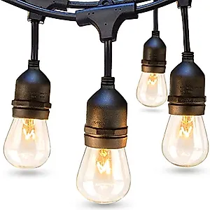 addlon 48 FT Outdoor String Lights Commercial Grade Weatherproof Strand, 18 Edison Vintage Bulbs(3 Spare), 15 Hanging Sockets, ETL Listed Heavy-Duty Decorative Christmas Lights for Patio Garden