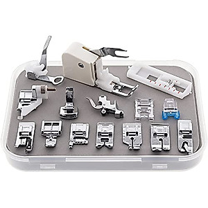 Sewable 15 Piece Presser Feet Set with Walking Foot | Fits Low Shank Sewing Machines - Brother, Janome, Singer, Baby Lock, Kenmore, and More | 14 Presser Feet, Snap On Adapter, and Storage Case
