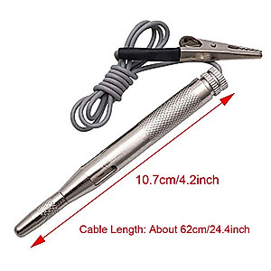 Car Circuit Tester,Automotive Voltage Test Electrical Volt Continuity Tester Auto Safe Continuity Circuit Tester, ,6V 12V 24V DC Copper Long Probe Electrical with 62cm Cable, for 6-24V DC Circuits