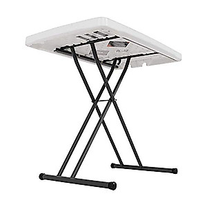Lifetime 28241 Adjustable Folding Laptop Table TV Tray, 30 inch, White Granite