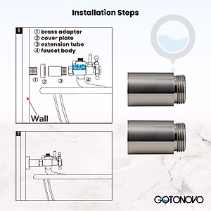 gotonovo 2 Inch Wall Mount Extension Tube for Shower Fixture Spout Tub Spout Extender One Pair Brushed Nickel