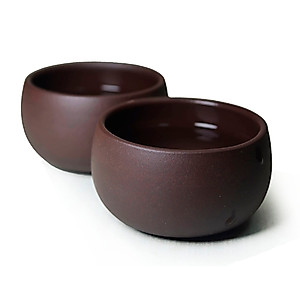 YXHUPOT Teacup 2pcs Chinese Yixing Clay Genuine Zini Zisha Gongfu Tea Cups 50ml (Zini)