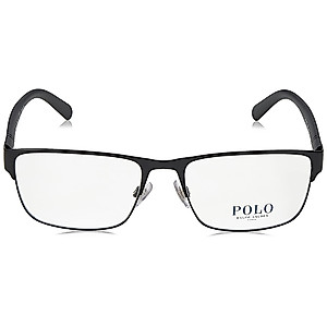 Polo Ralph Lauren Men's PH1175 Rectangular Prescription Eyewear Frames, Matte Black/Demo Lens, 56 mm