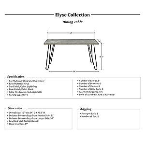 Lexicon Elyse Dining Table, Gray/Black