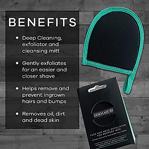 Dermasuri Beard Scrub and Body Polish Mitt for Deep Exfoliation​ - Part of a Skincare Kit for Bearded Men - Cleanse Skin Debris & Brush Away Ingrown Beard Hair - Shaving & Grooming Accessories for Men