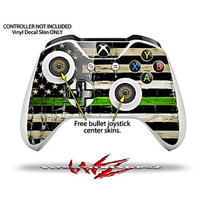 WraptorSkinz Decal Vinyl Skin Wrap Compatible with Xbox One S Console and Controllers - Painted Faded and Cracked Green Line USA American Flag