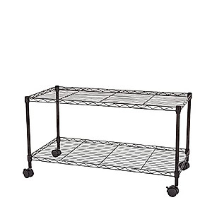 FRITHJILL 2 -Tier Rolling Wire Shelving Organizer, Metal Storage Rack for Laundry Bathroom Kitchen