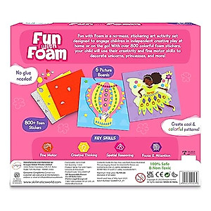 Skillmatics Art Activity - Fun with Foam Unicorns & Princesses, No Mess Sticker Art for Kids, Craft Kits, DIY Activity, Gifts for Boys & Girls Ages 3, 4, 5, 6, 7, Stocking Stuffers, Travel Toys