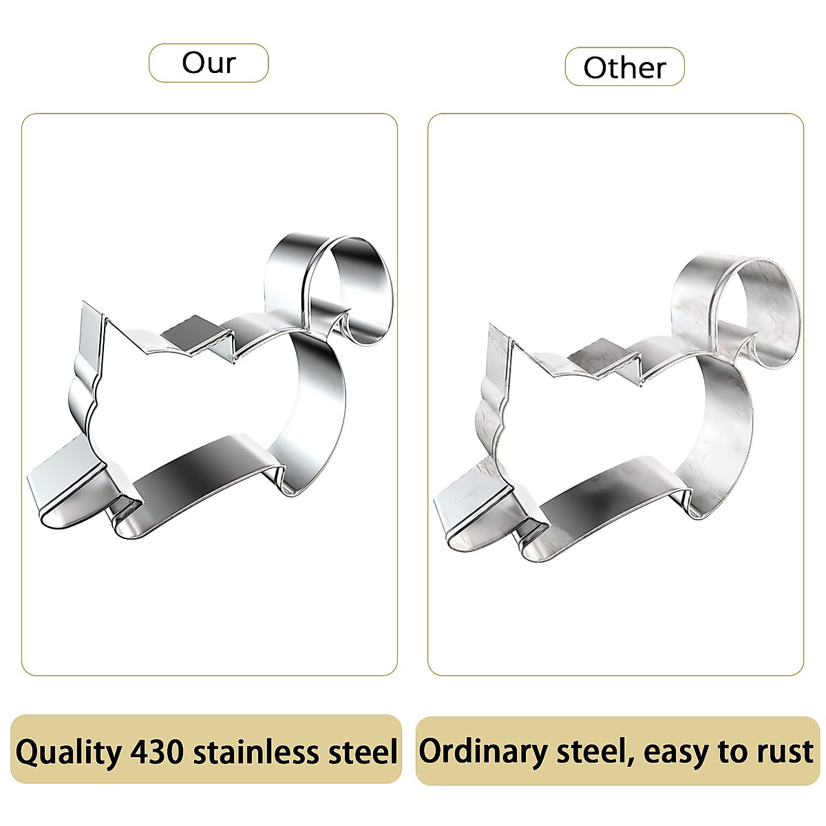 9 PCS Cat Cookie Cutters Set, Assorted Cat Shape Metal Cookie Cutters, Cat Face, Cat Butt, Cat Paw Cookie Cutters Molds for Baking Cat Party Supplies, Silver