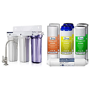 iSpring US31 Classic 3-Stage Under Sink Water Filtration System & F7-GAC for Standard 5-Stage Reverse Osmosis RO Systems 1-Year Replacement Supply Filter Cartridge Pack Set, 7 Count, White