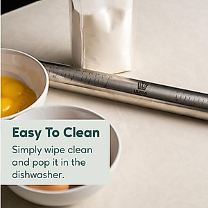 French Rolling Pin for Baking by Ultra Cuisine – Tapered Stainless Steel Design, Professional or Home Use with Pizza, Cookie, & Pastry Dough, or Fondant and Pie Crust –Dishwasher-Safe, Size 15.75 in