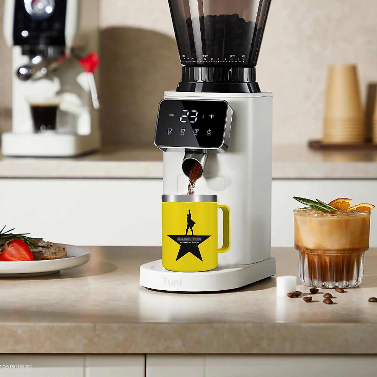 WFSJRED Theater Gifts 12 oz Insulated Mug for Coffee Mug with Leak-Resistant closeable hot lid for hot Drinks with Handle Broadway Gifts for Musicians (HAMILTON)