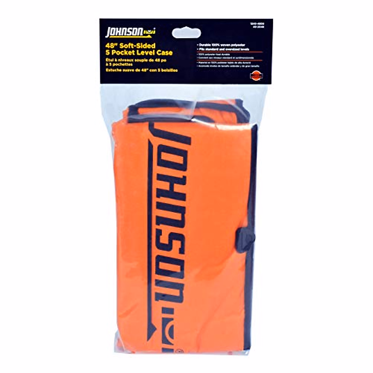 Johnson Level & Tool 1240-4800 Soft-Sided 5 Pocket Level Case, 48", Orange, 1 Level Case