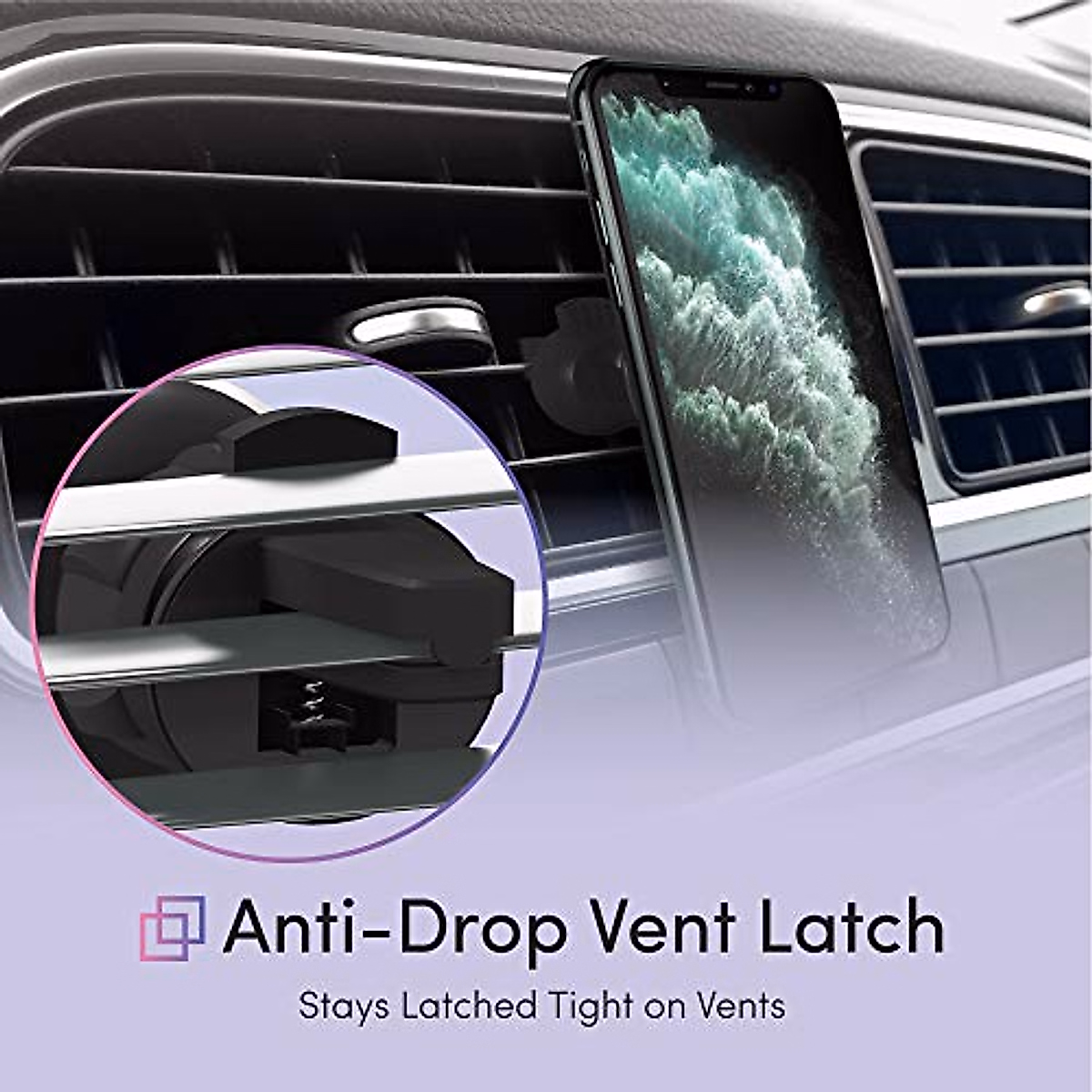 TALK WORKS Air Vent Magnetic Cell Phone Car Mount Compatible w/iPhone 13/Pro/Pro Max, 14/Plus/Pro/Pro Max, 11/Pro/Max, XR, XS/Max, X, 8, 7, Android, Samsung - 360 Rotation Holder (Black, Pack of 2)