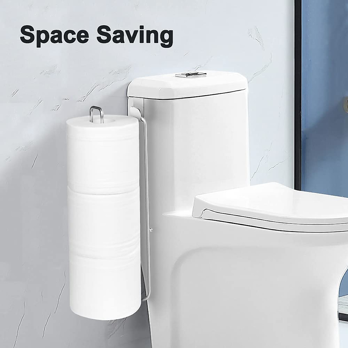 Mivvosakuki Over The Tank Toilet Paper Holder Bathroom Toilet Tissue Paper Roll Storage Holder Wall Mount Brushed Nickel,Metal Hanging Adhesive Toilet Paper Holder Dispenser Toilet Paper Organizer 1p