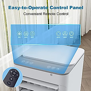 Portable Air Conditioner 3-IN-1 Evaporative Air Cooler, Adjustable Normal/Sleep/Cool Modes, 3 Speeds, 20Ft Remote Control & LED Panel, 12 Hour Timer, 100 Degree Oscillation, 5 Ice Packs