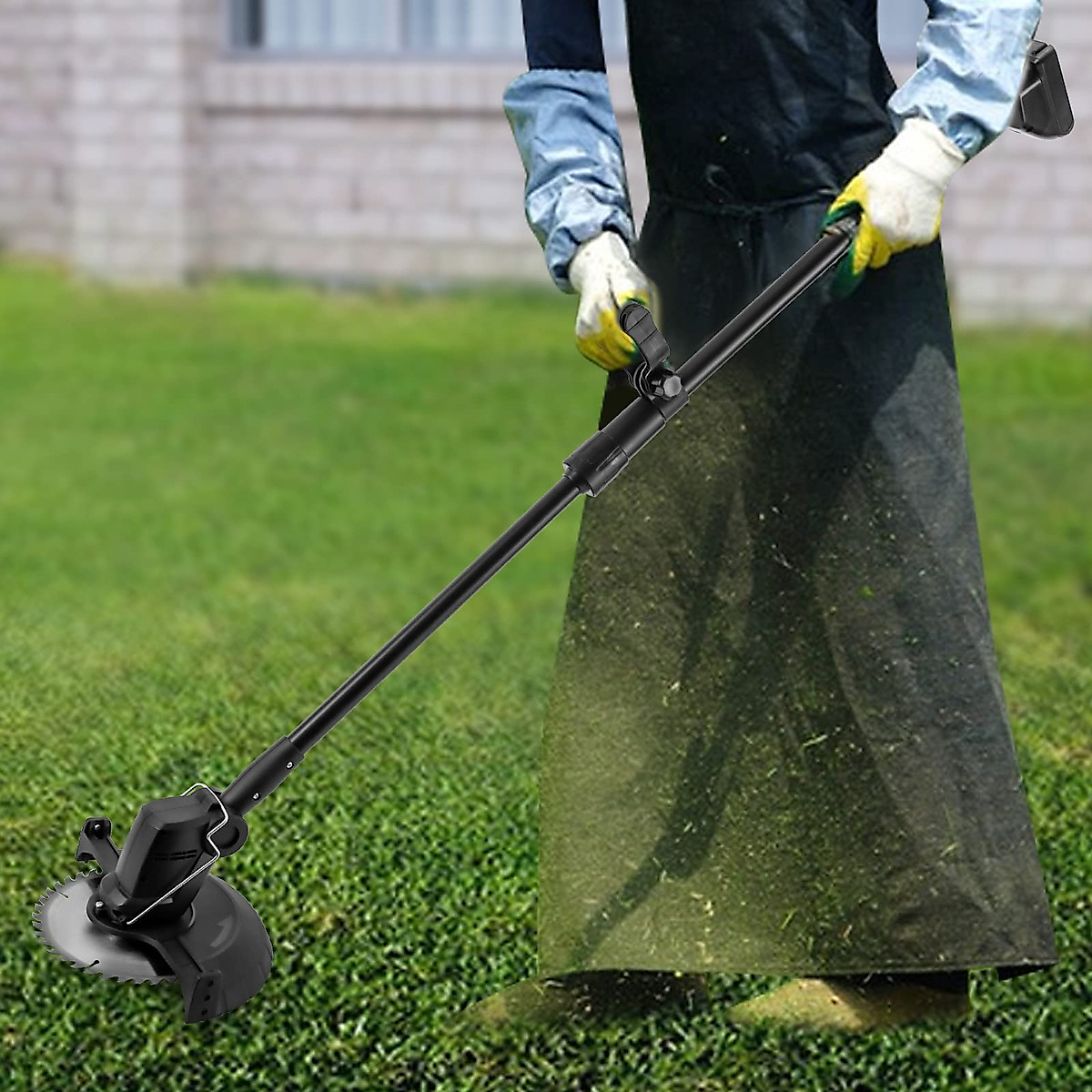 300W Cordless Grass Cutter, Electric Rechargeable Grass Trimmer with Brushless Motor, 6000Rpm No-Load Speed, 1500Mah Battery Powered Handheld Weed Wacker Edge String Trimmer for Garden Lawn Yard