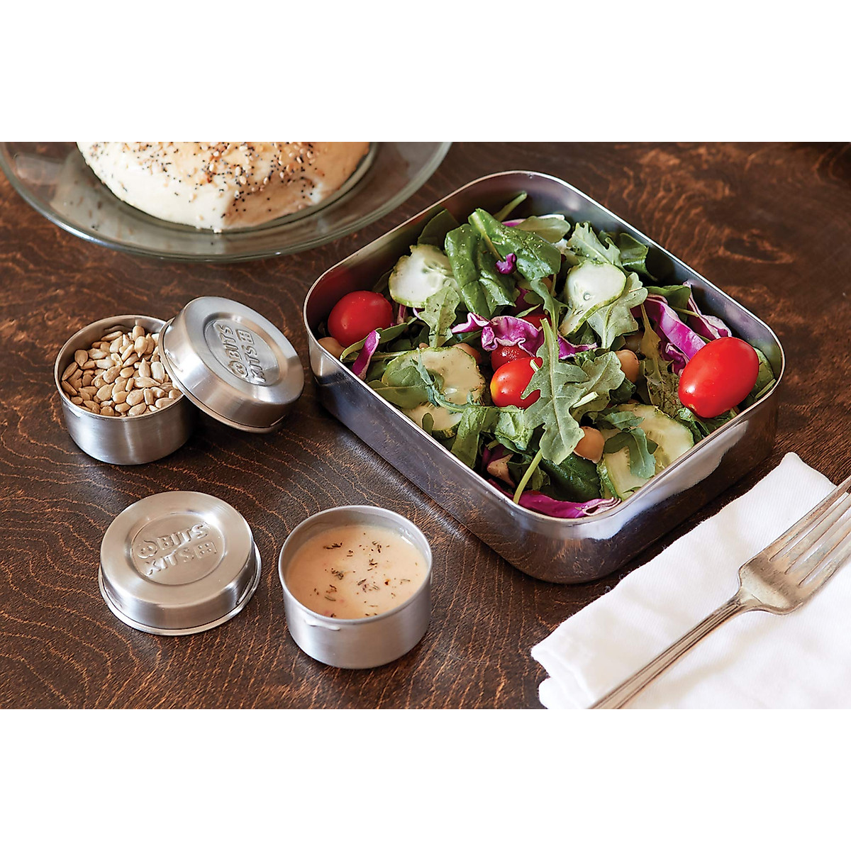 Bits Kits Stainless Steel Reusable Condiment and Snack Containers, Set of 3