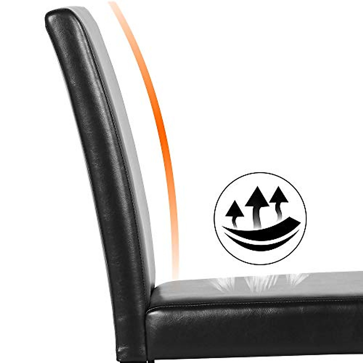 Yaheetech Dining Chair PU Leather Living Room Chairs Upholstered Parsons Diner Chairs Modern Kitchen Armless Side Chair with Solid Wood Legs Set of 4, Black