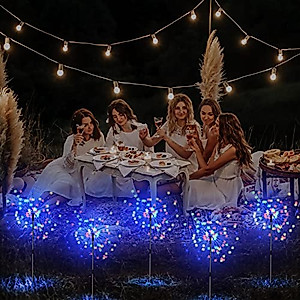 PXBNIUYA 5 Pack 600 LED Solar Garden Lights Outdoor Waterproof, Solar Starburst Sphere Light with Remote 8 Modes Firework Light, Solar Fairy Light for Pathway Patio Yard Lawn Walkway Décor (Colorful)