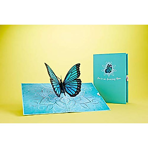 Lovepop Mother's Blue Morpho Pop Up Card - 3D Card, Card for Mom, Mom Birthday Card, Mother's Day Pop Up Card, Card for Wife, Greeting Card Pop Up, Butterfly Card, Nature Card