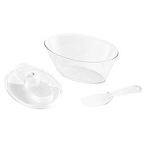 Kaya Plastic Oval Cups with Lids and Spoons - 4 oz. | Clear | 12 Sets (Pack of 2)
