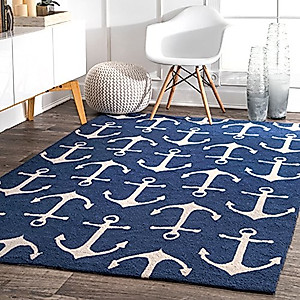 nuLOOM Despina Hand Hooked Indoor/Outdoor Area Rug, 4' x 6', Navy