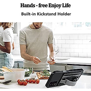 MLDWH for Alcatel TCL 40XL 5G Case with HD Screen Protector[2Pack],Hide Telescopic Folding Kickstand/Stand Wallet Case Card Holder/Slots TPU Silicone Protective Cover for 40 XL (Black)