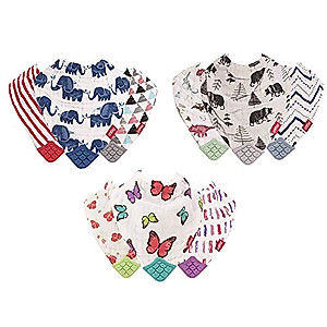 Nuby Nuby 3-Piece Muslin Bandana Bib with Teeth, Colors May Vary
