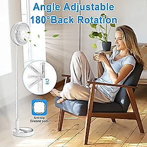 Ledeak Standing Fan with Portable Solar Panel, 8" Telescopic Foldable Desk Fan, Rechargeable Battery Operated Pedestal Fans 3 Speeds Quiet Height Adjustable USB Floor Fan for Bedroom Home Travel