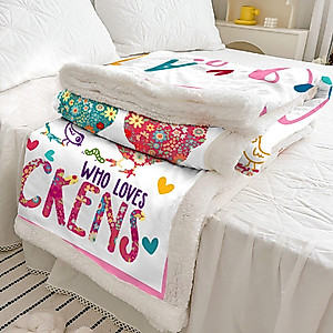 Cute Chicken Blanket Just A Girl Who Loves Chickens Blankets Super Soft Sherpa Throw Blanket Bedding Decor Gifts for Kids Boys Girls Toddler Adults 60"x50"