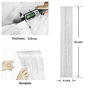 WallerCity Natural White Wood Peel & Stick Floor Planks 36"x6" Waterproof Self-Adhesive Vinyl Tiles for Bathroom & Kitchen (4PCS)